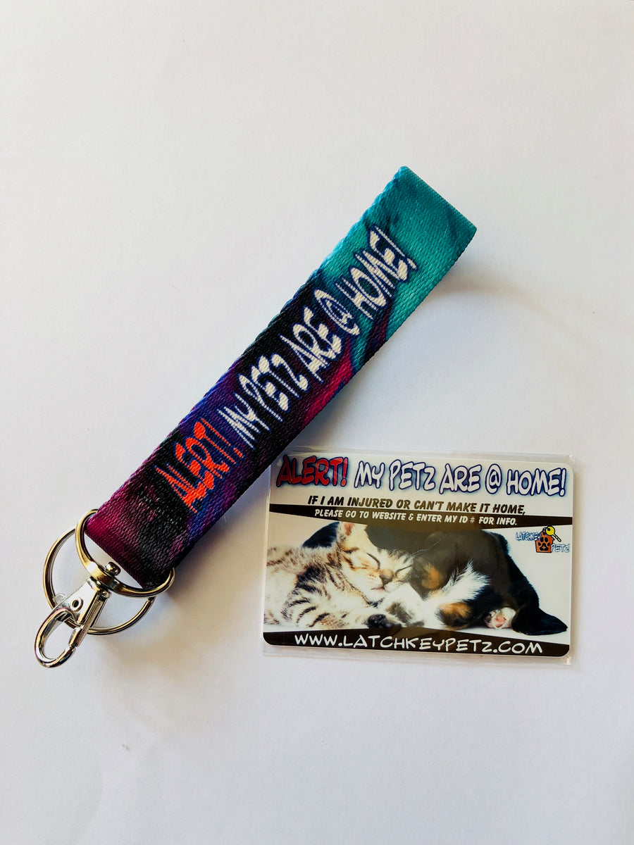 PET ALERT WICKED PURPLE KEY FOB WRISTLET KEYCHAIN KIT – LATCHKEY PETZ
